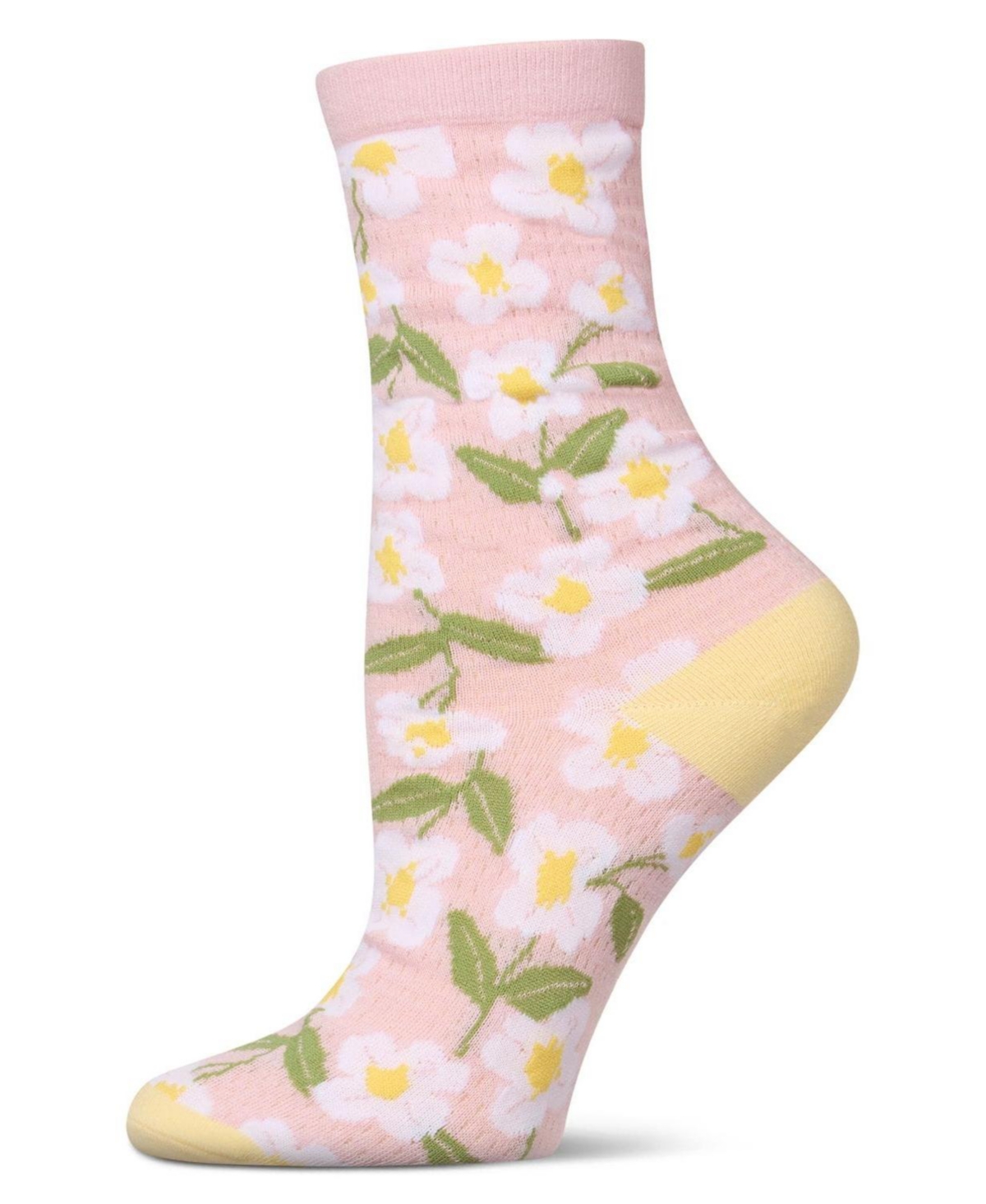 Click here for MeMoi Womens Daisy Pointelle Crew Socks - Pink prices