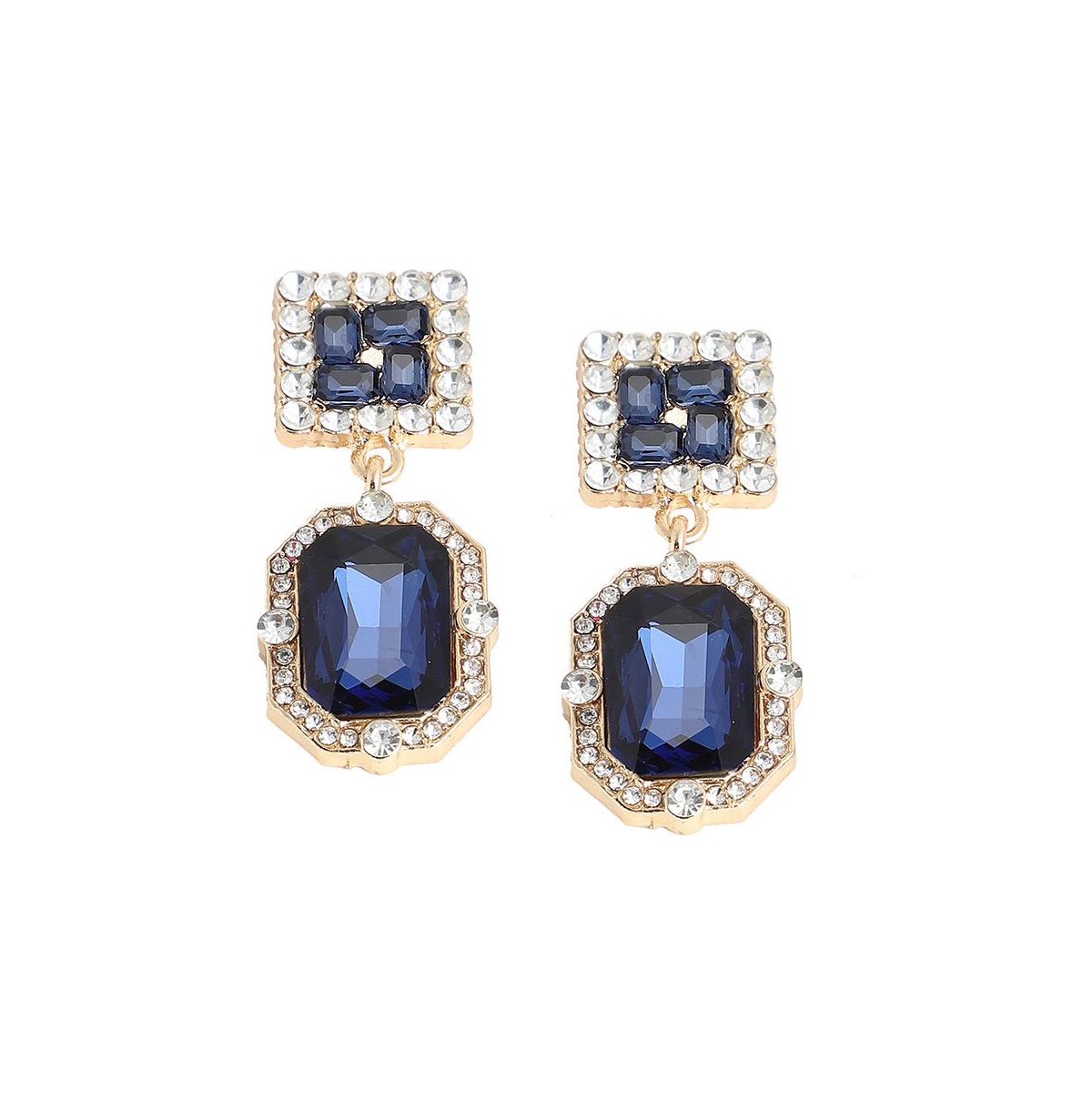 Click here for Sohi Womens Blue Crystal Drop Earrings - Blue prices