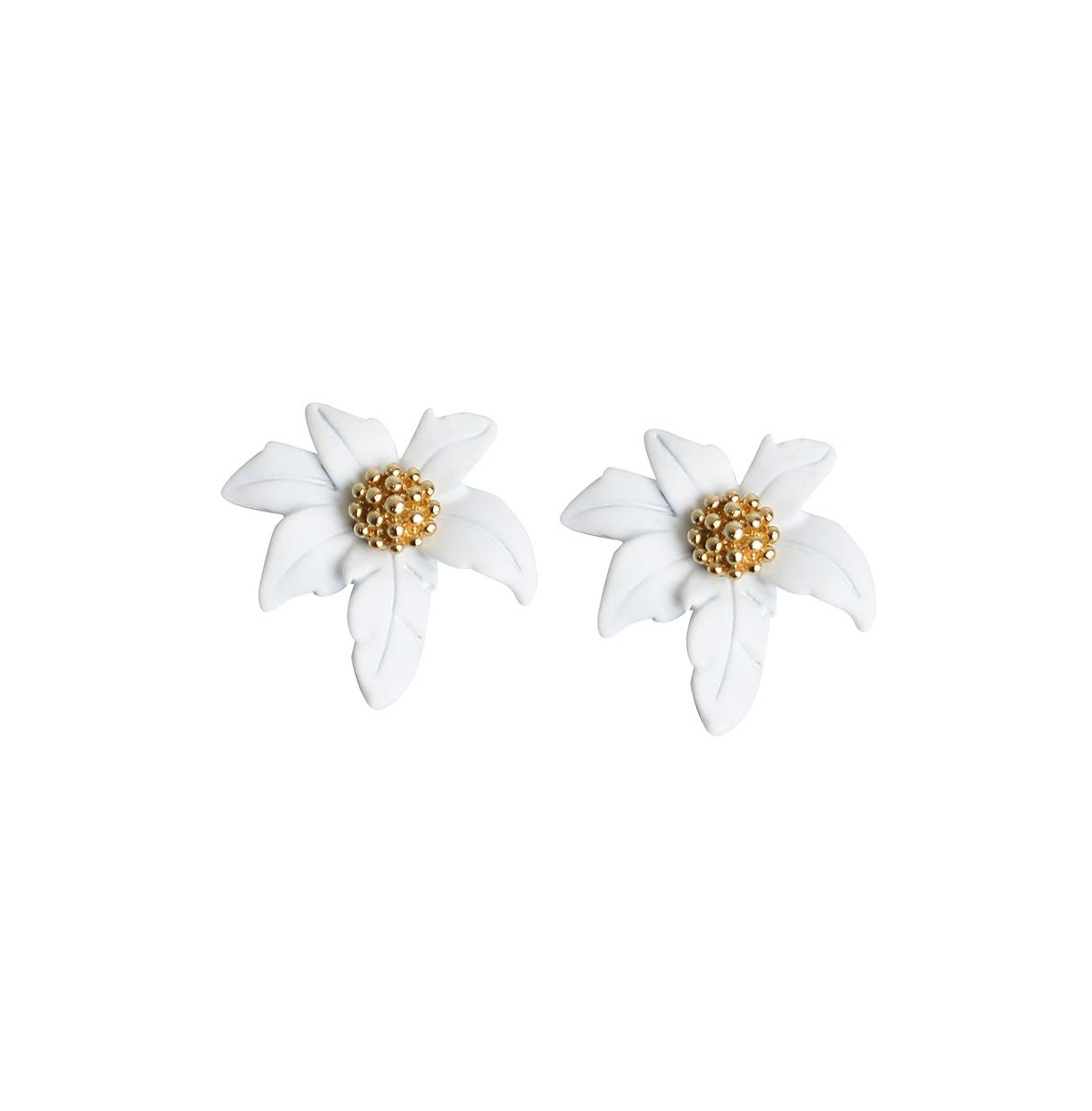 Click here for Sohi Womens Green Wild Flower Stud Earrings - Whit... prices