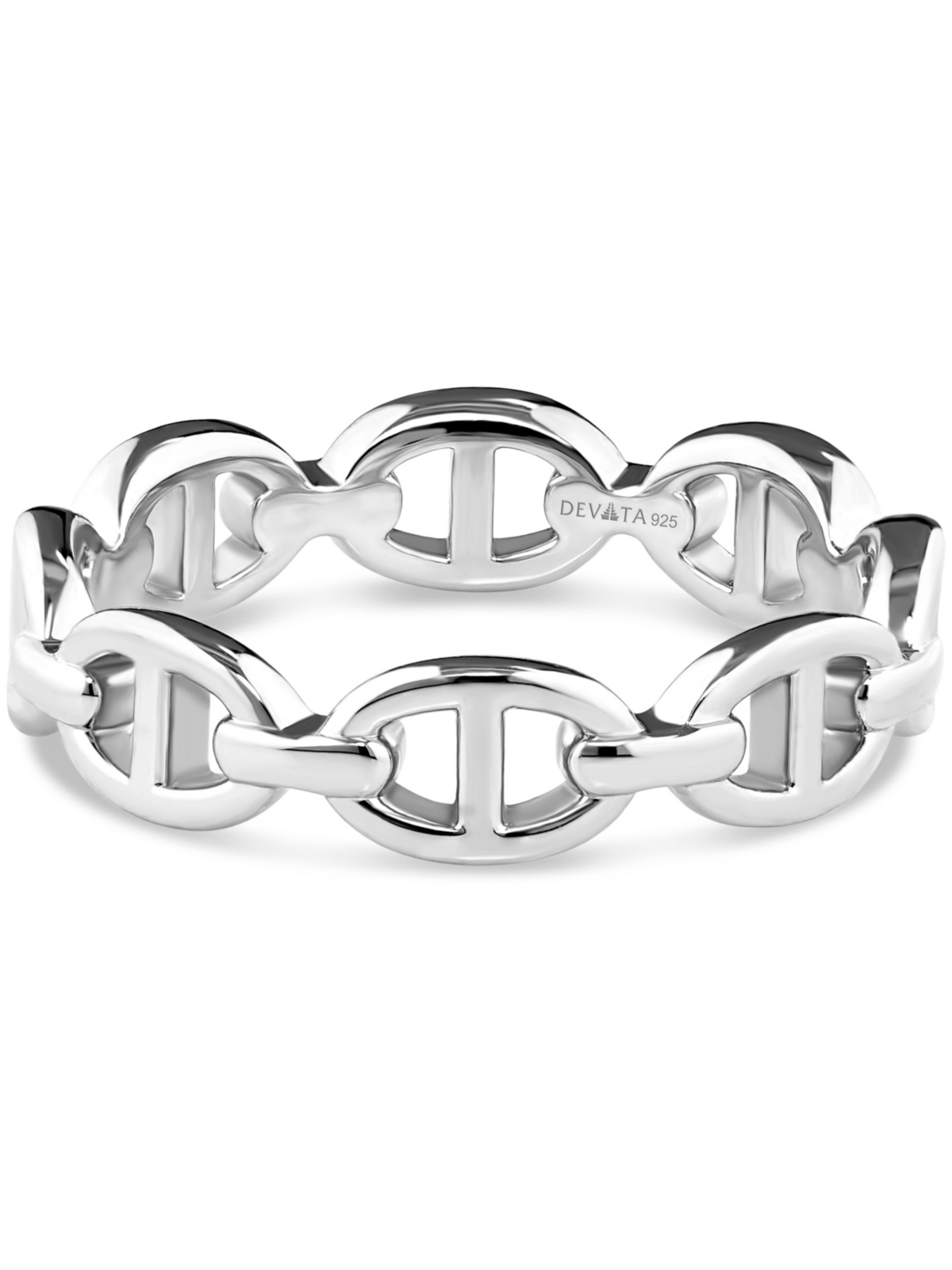 Click here for Devata Mariner Link Ring in Rhodium Plated Sterlin... prices