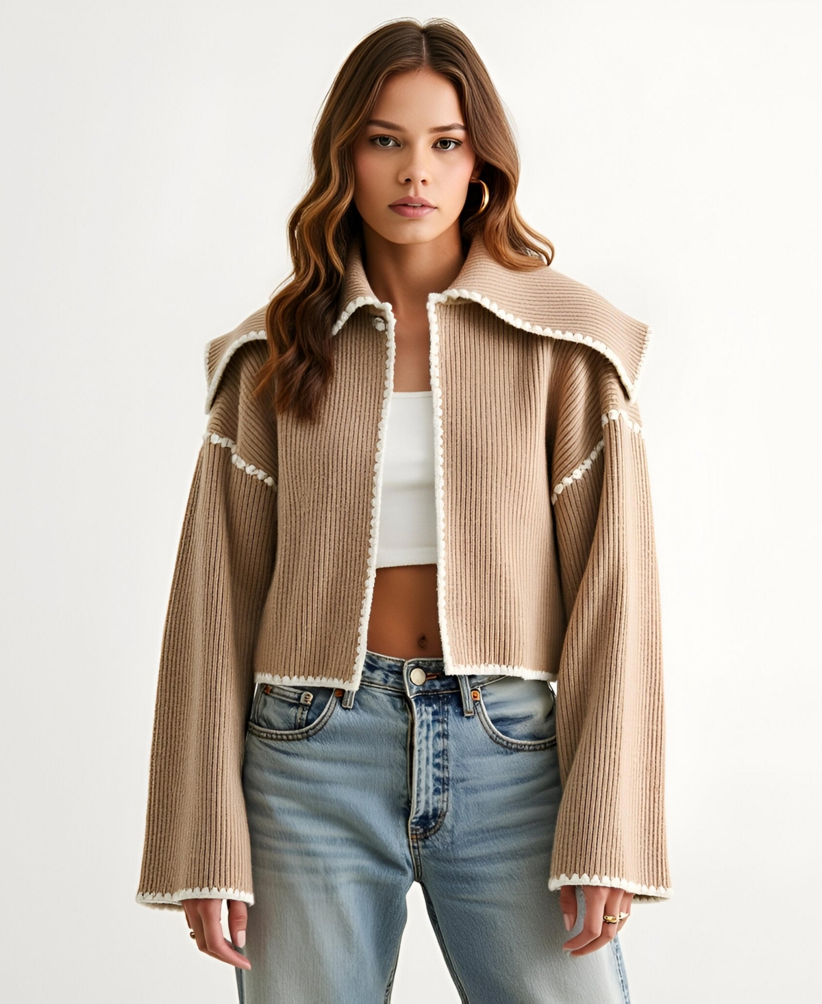 Click here for Modenaire Womens Textured Knit Layered-Back Jacket... prices