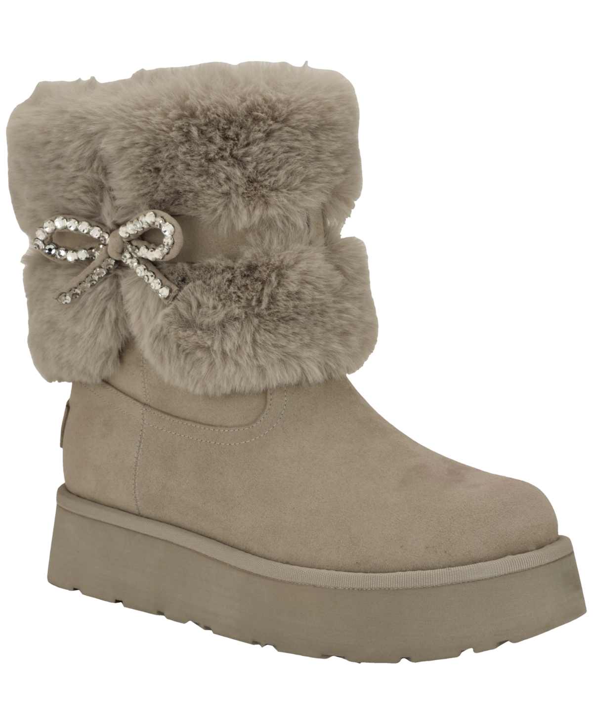 Click here for Guess Womens Dowry Rhinestone Bow Winter Boot - Li... prices