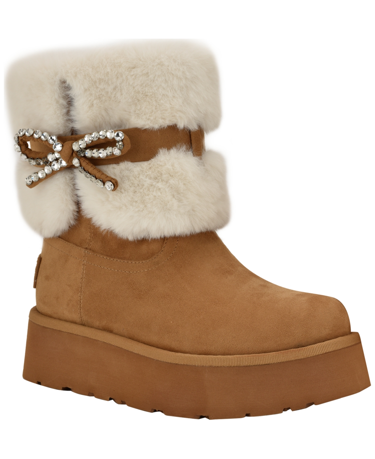Click here for Guess Womens Dowry Rhinestone Bow Winter Boot - Me... prices