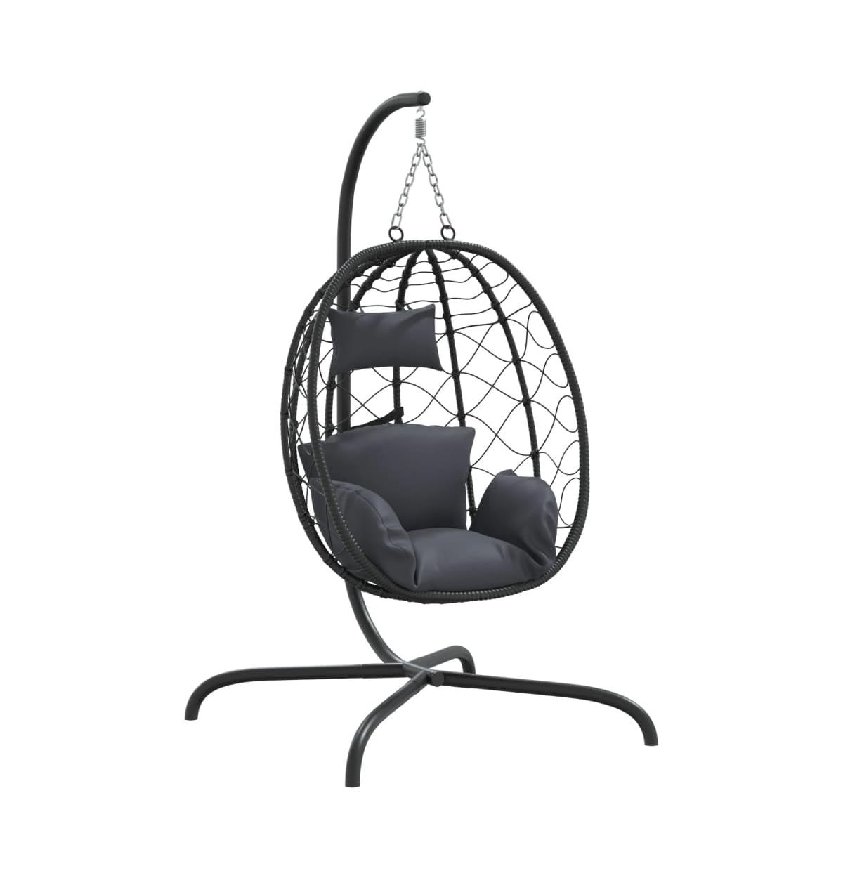 Click here for vidaXL Hanging Egg Chair Anthracite Poly Rattan  P... prices