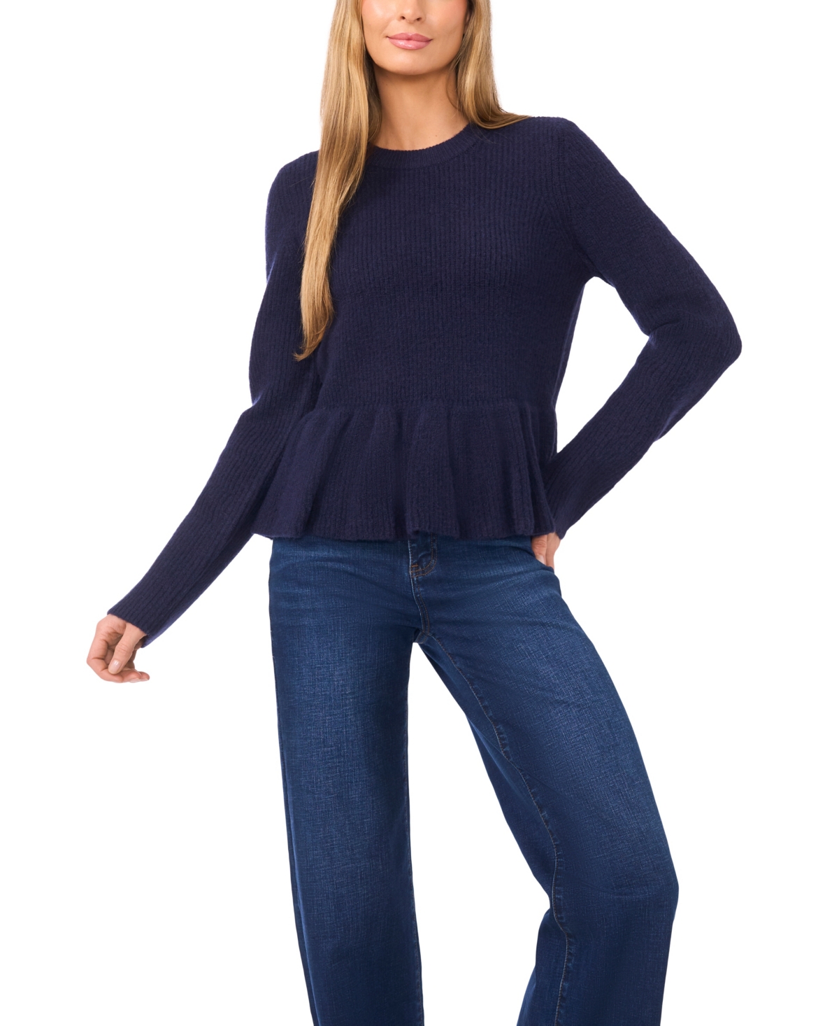 Click here for CeCe Womens Peplum Pull On Long Sleeve Sweater - N... prices