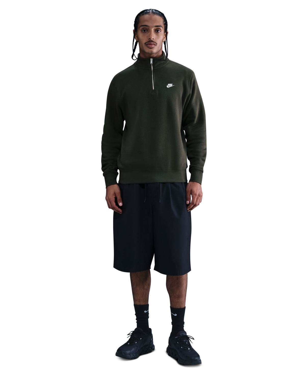 Nike Mens Sportswear Club Half-Zip Fleece Top - Green