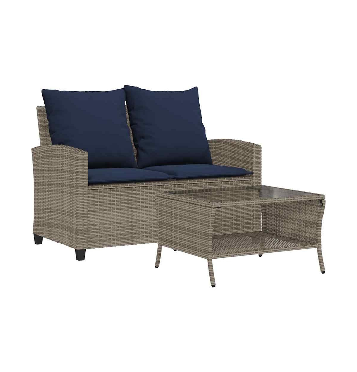 Click here for vidaXL Garden Sofa Grey Pe rattan  powder-coated s... prices