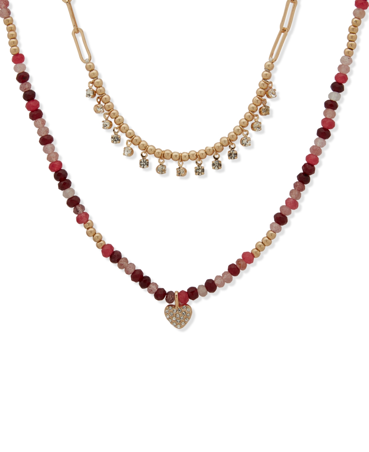 Click here for lonna & lilly Gold-Tone Burgundy Two Row Beaded He... prices