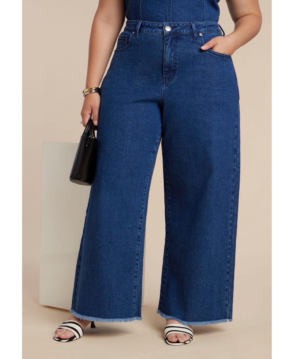 Click here for Eloquii Womens Wide Leg Comfort Stretch Jean - Dar... prices