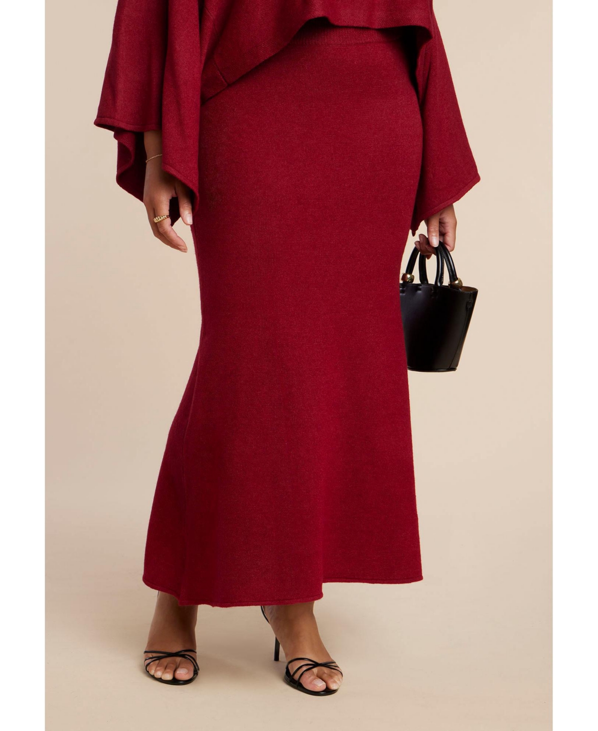 Click here for Eloquii Womens Sweater Maxi Skirt - Rumba red prices