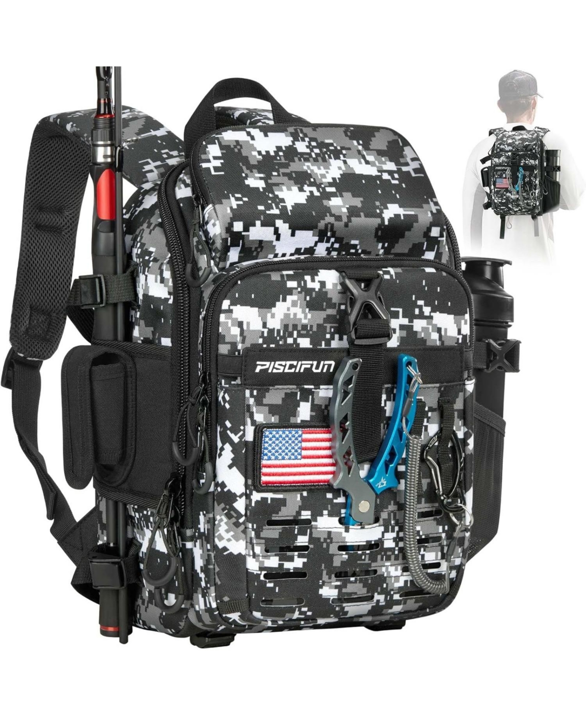 Click here for Fishing Tackle Backpack with Rod & Gear Holder  Li... prices