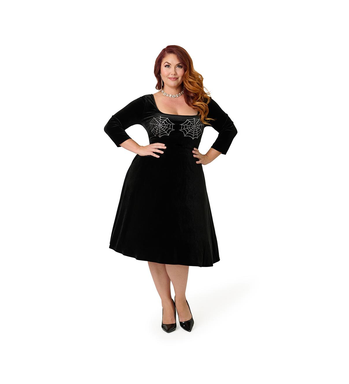 Click here for Unique Vintage Plus Size Square Neck Pleated Swing... prices