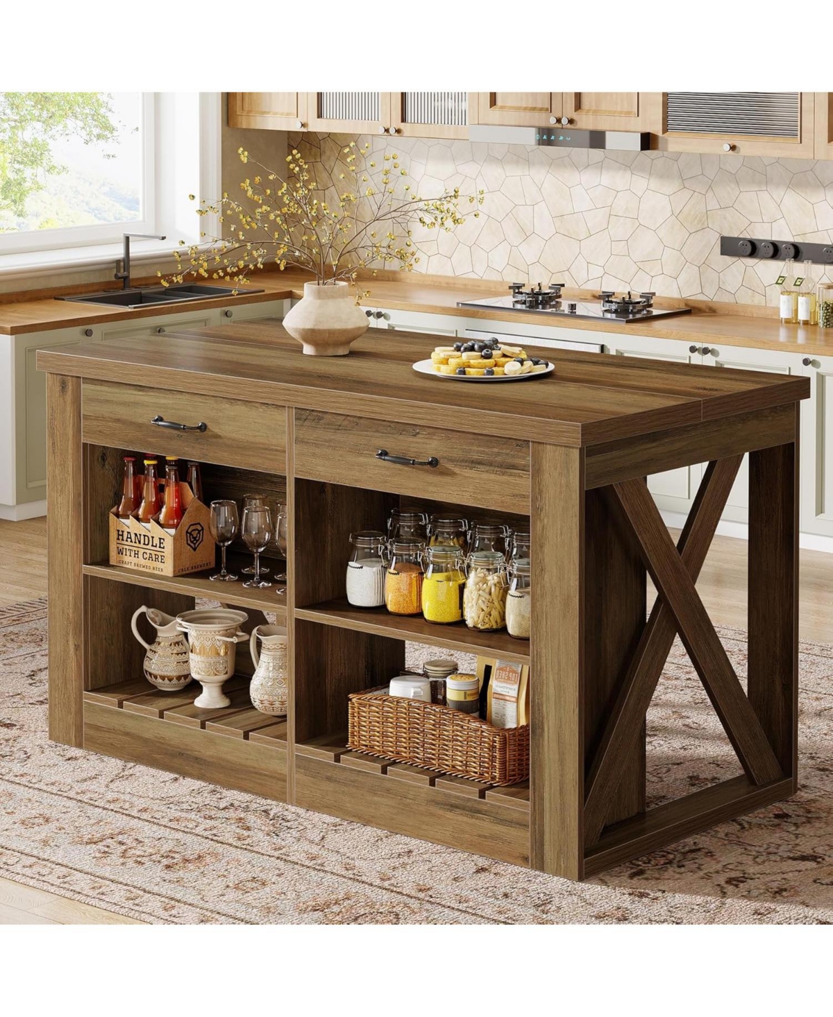 Click here for Tribesigns Kitchen Island with Storage and Seating... prices
