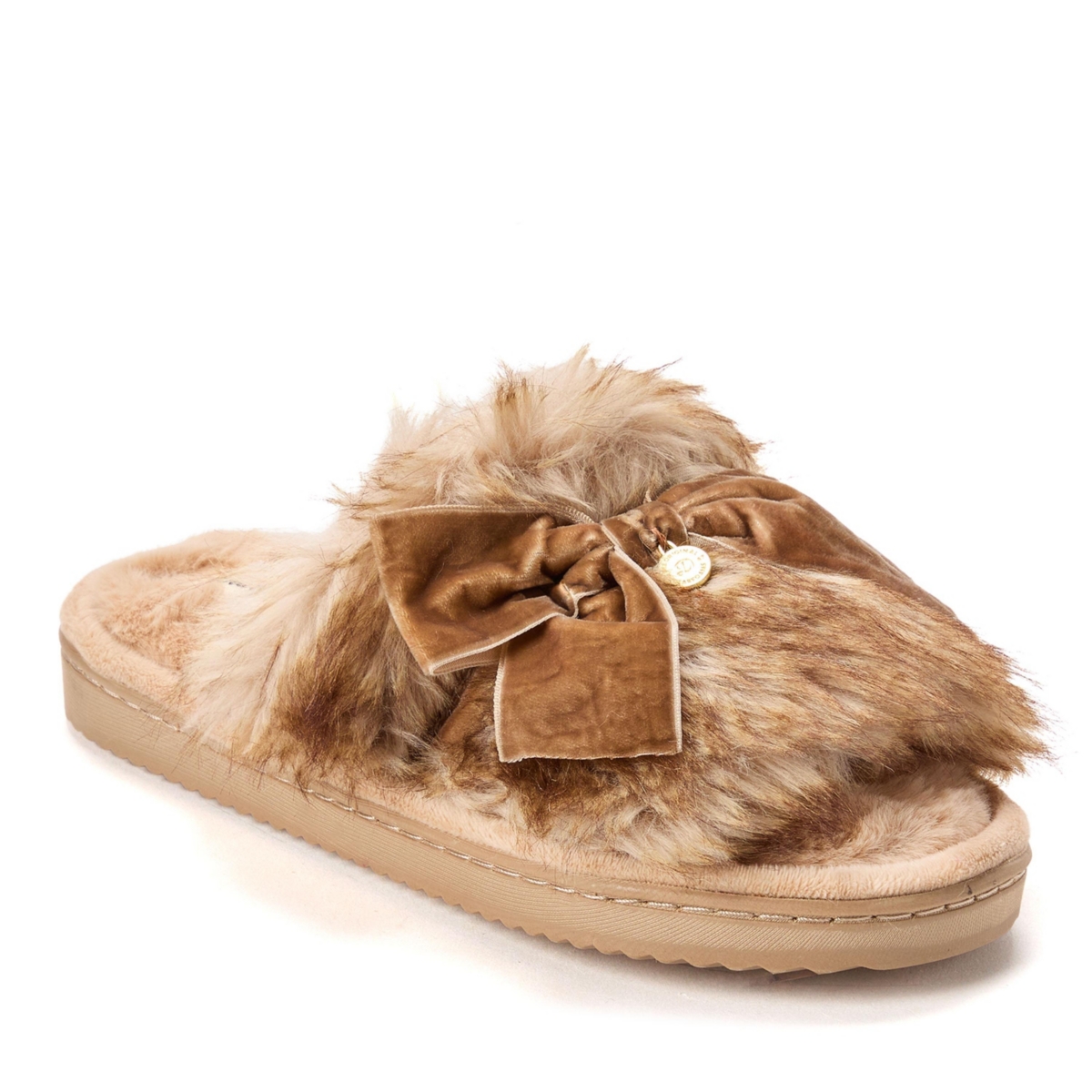 Click here for Dearfoams Womens Bianca Pile Slide Slipper with Bo... prices