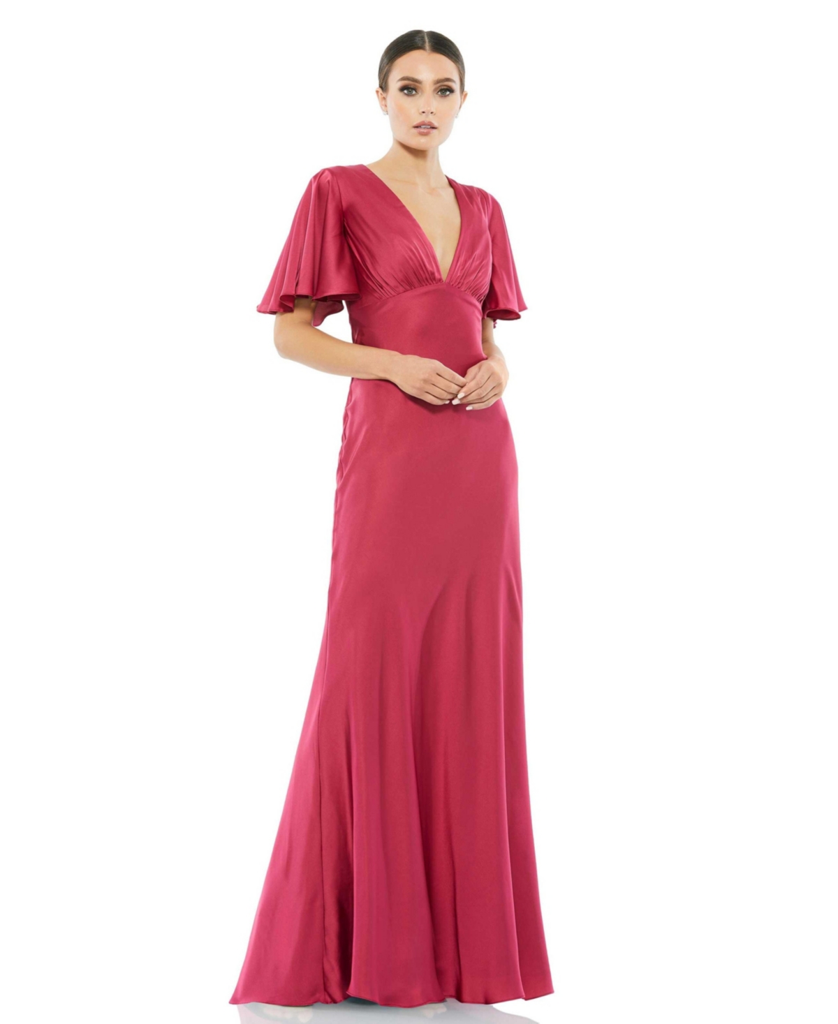 Click here for Mac Duggal Womens Flounce Sleeve V Neck Trumpet Go... prices