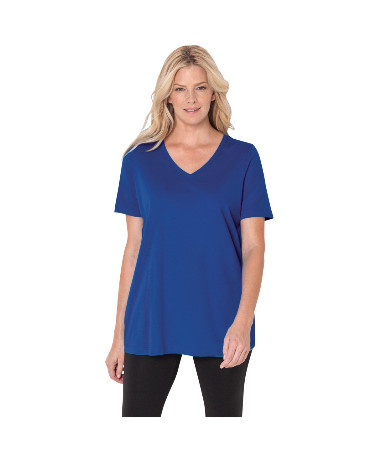 Click here for Woman Within Plus Size Perfect Short-Sleeve V-Neck... prices