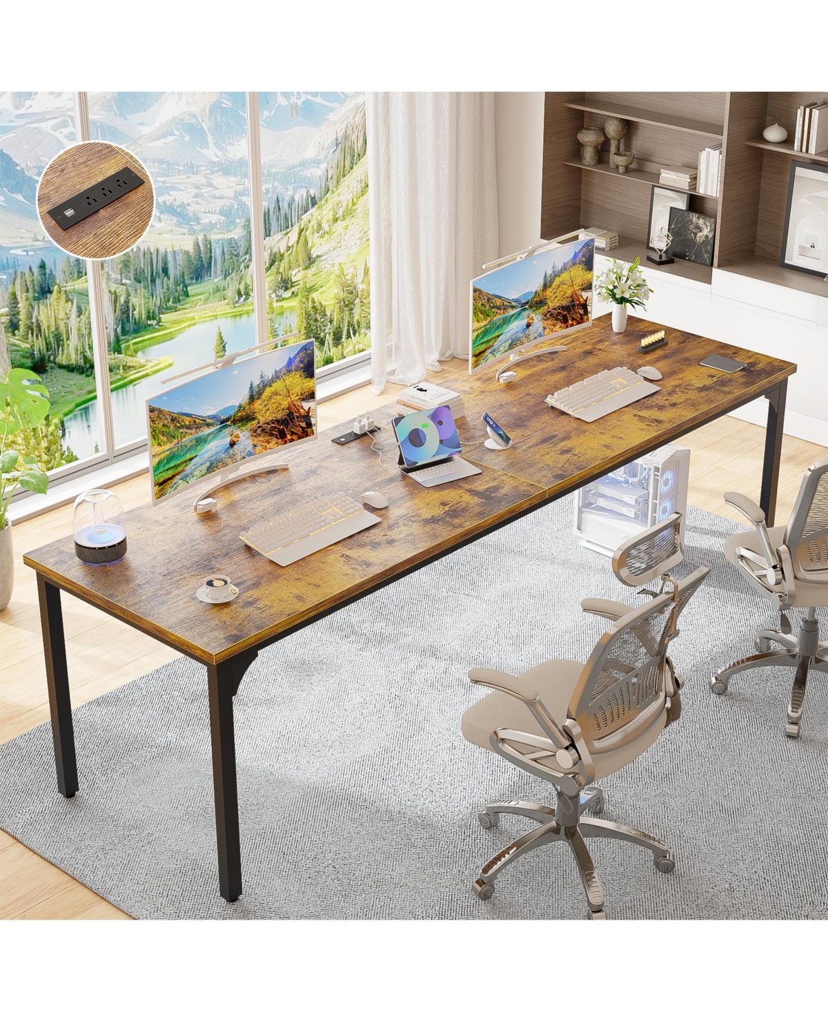 Click here for 8.8 W Rectangle Computer Desk  Wood Top Study Work... prices