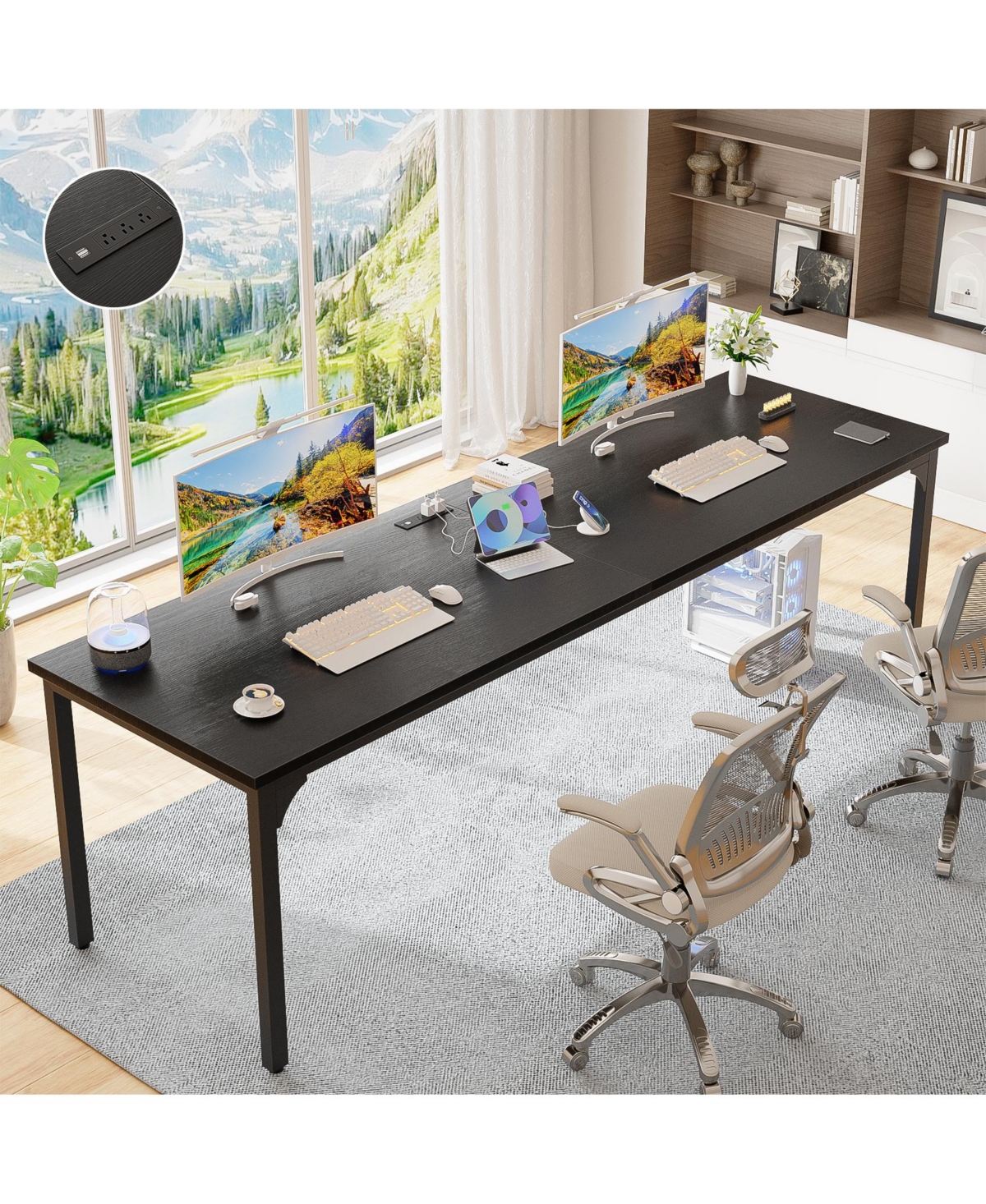 Click here for 8.8 W Rectangle Computer Desk  Wood Top Study Work... prices