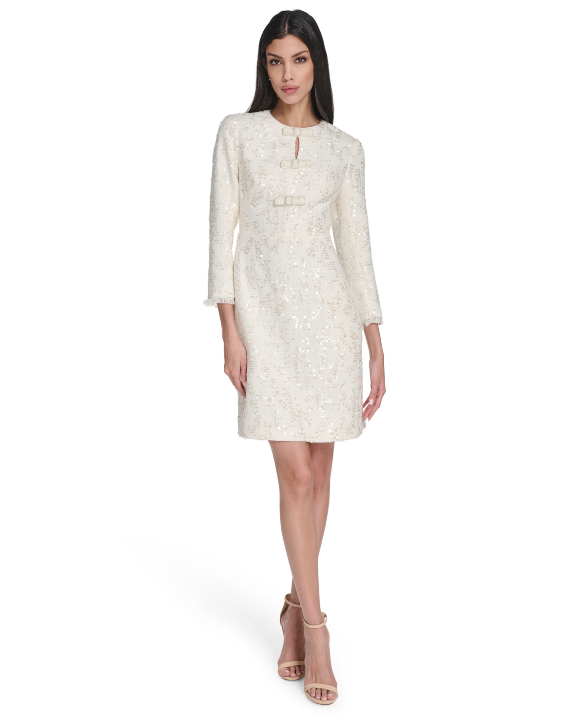 Click here for Eliza J Womens Embellished Crew Neck Dress - Ivory prices