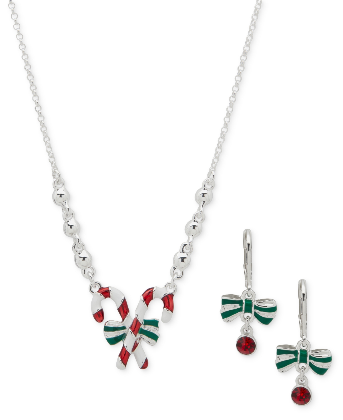 Click here for Anne Klein 2-Pc. Siam Silver Tone Candy Cane Penda... prices