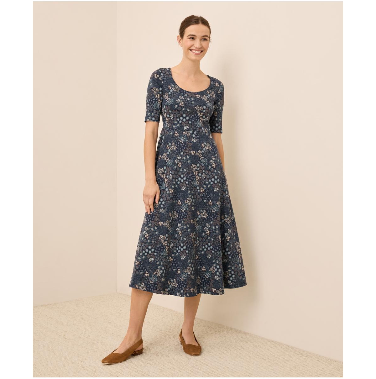 Click here for Pact Womens Organic Cotton Fit & Flare Scoop Midi... prices