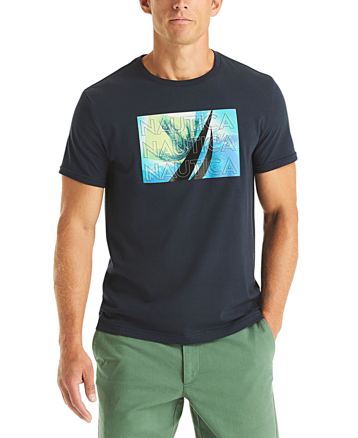 Click here for Nautica Mens Palm Tree Printed T-Shirt - Navy Seas prices