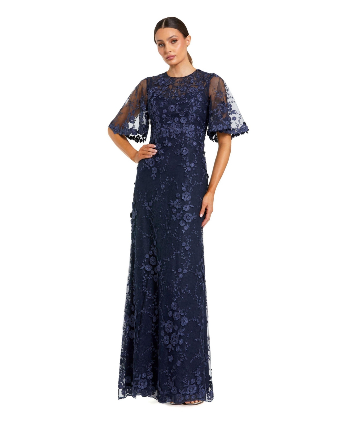 Click here for Mac Duggal Womens Flutter Sleeve Floral Embroidere... prices