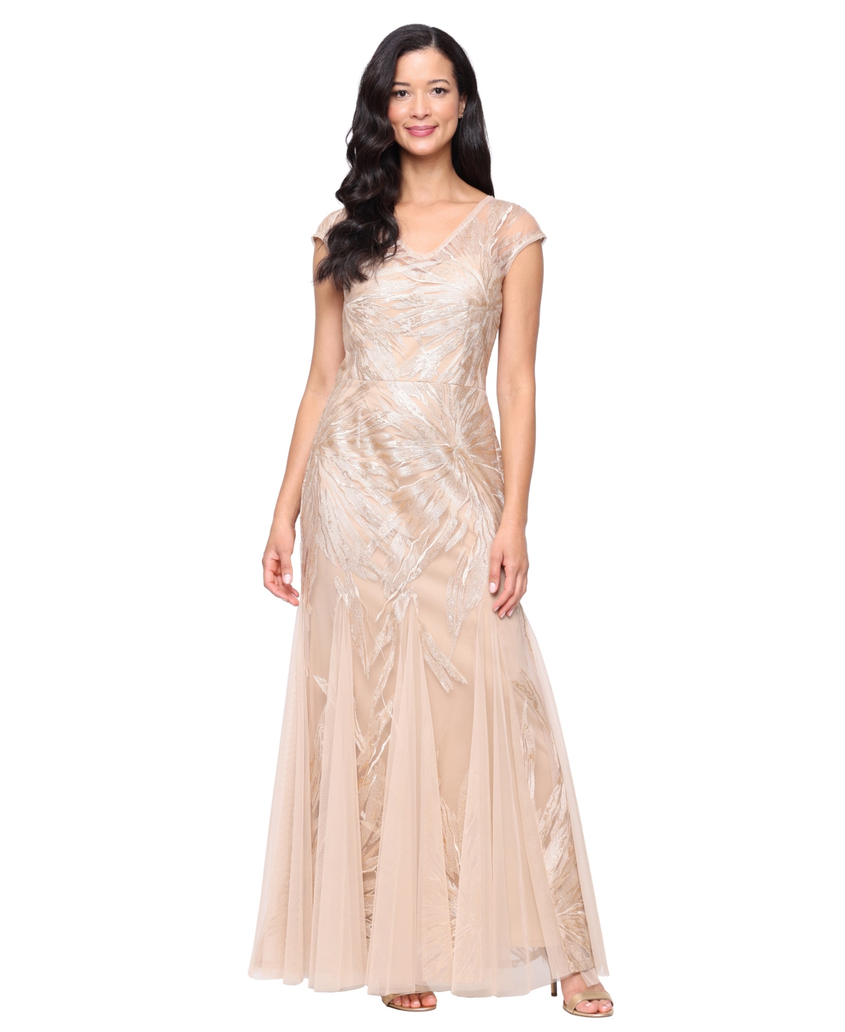 Click here for Alex Evenings Petite Embroidered Long Tulle Dress... prices