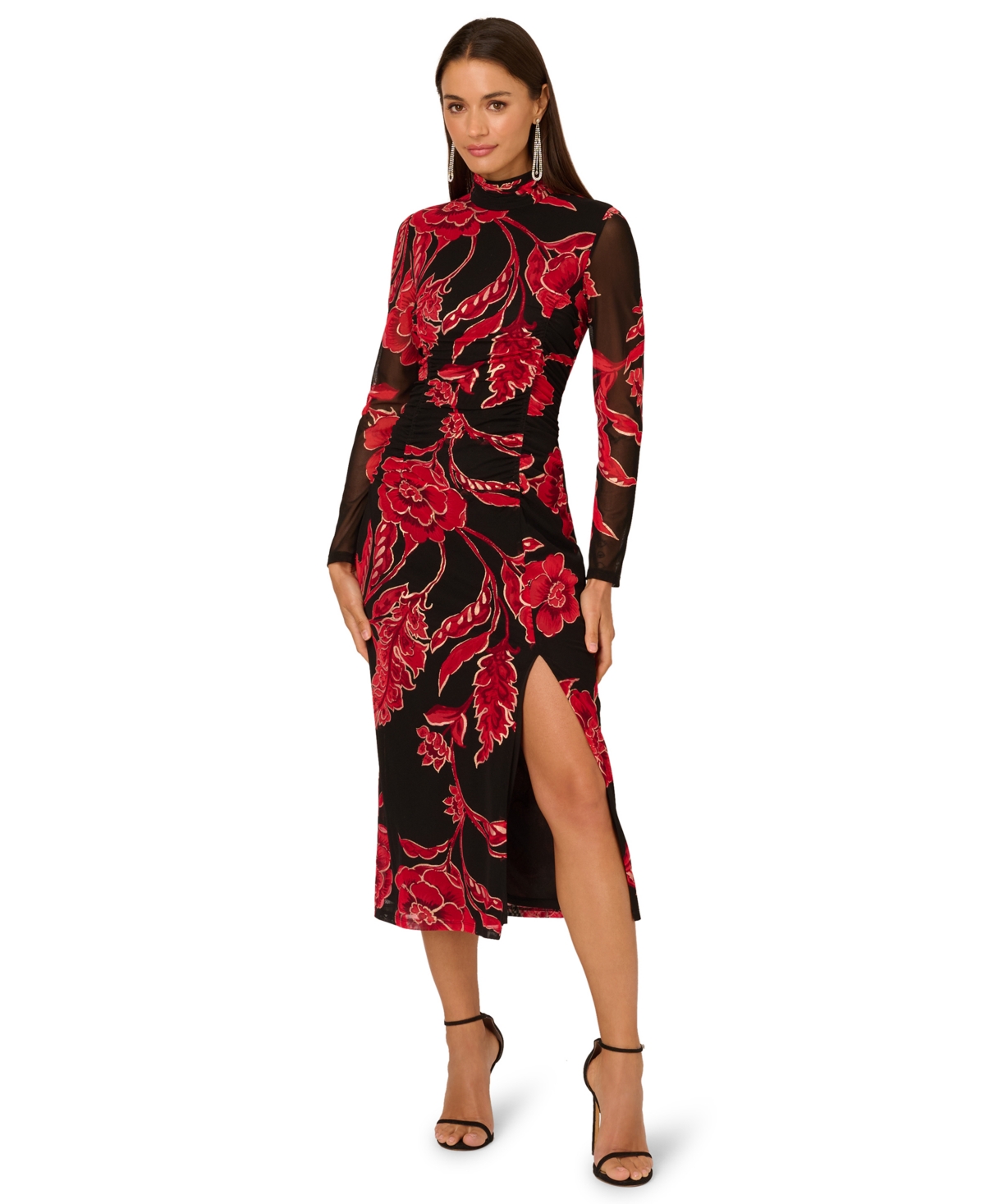 Click here for Adrianna Womens Mock Neck Ruched Maxi Dress - Blac... prices