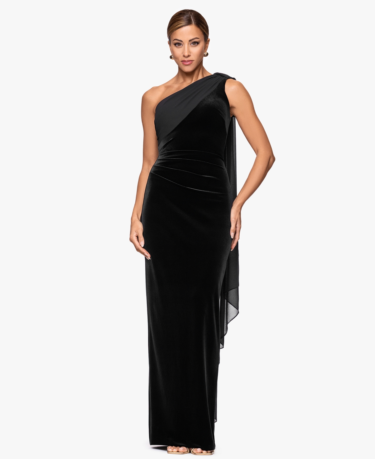 Click here for Xscape Womens One Shoulder Maxi Dress - Black prices