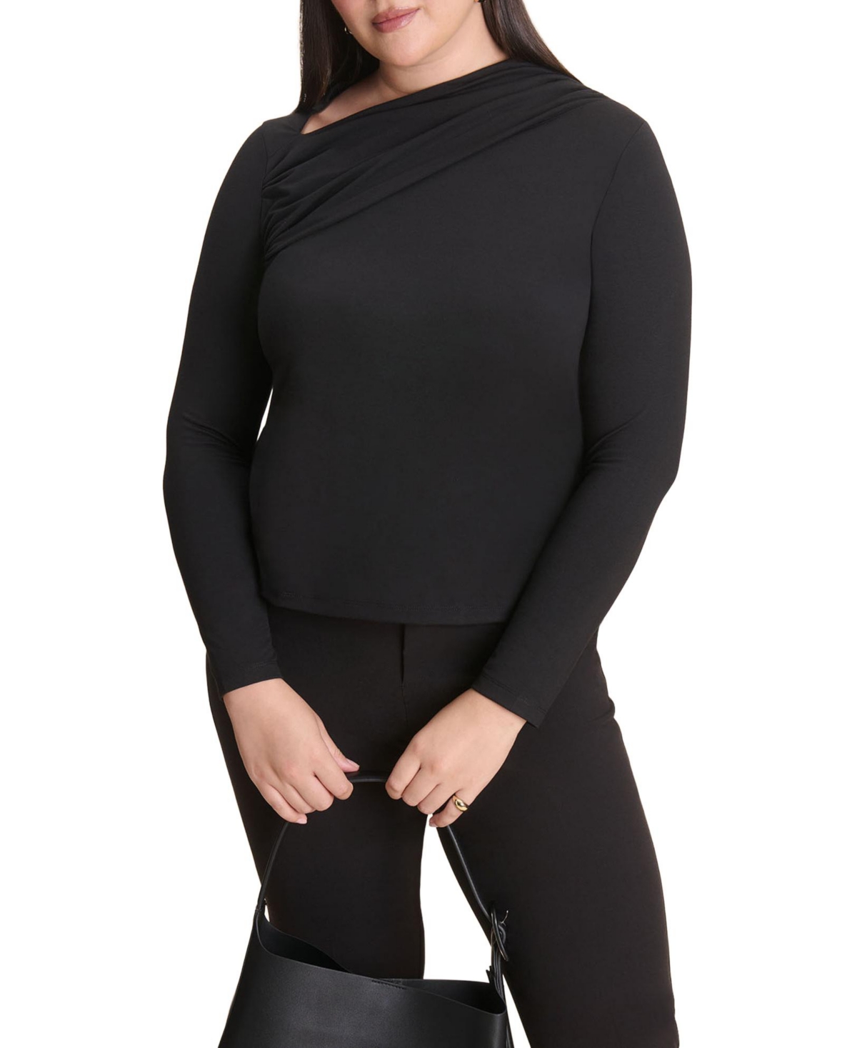Click here for Eloquii Womens Plus Size Slit Neck Top - Black ony... prices
