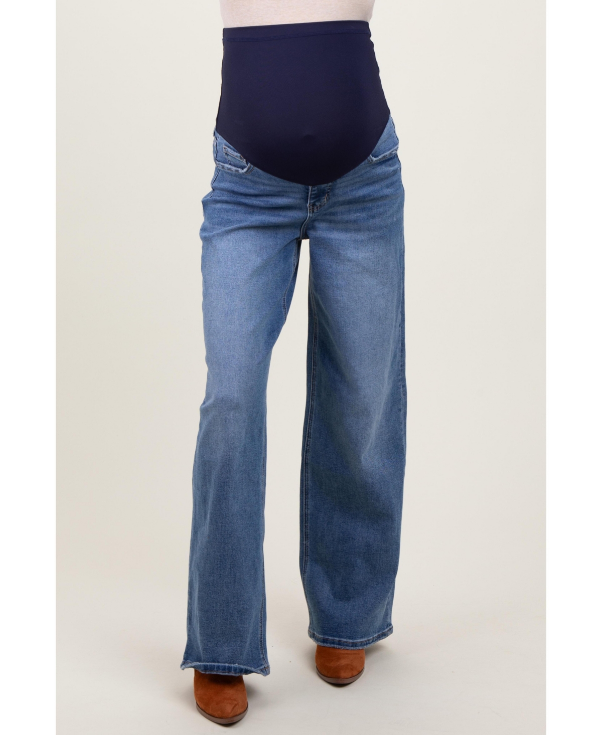 Click here for Pinkblush Maternity Blue Washed Wide Leg Jeans - B... prices