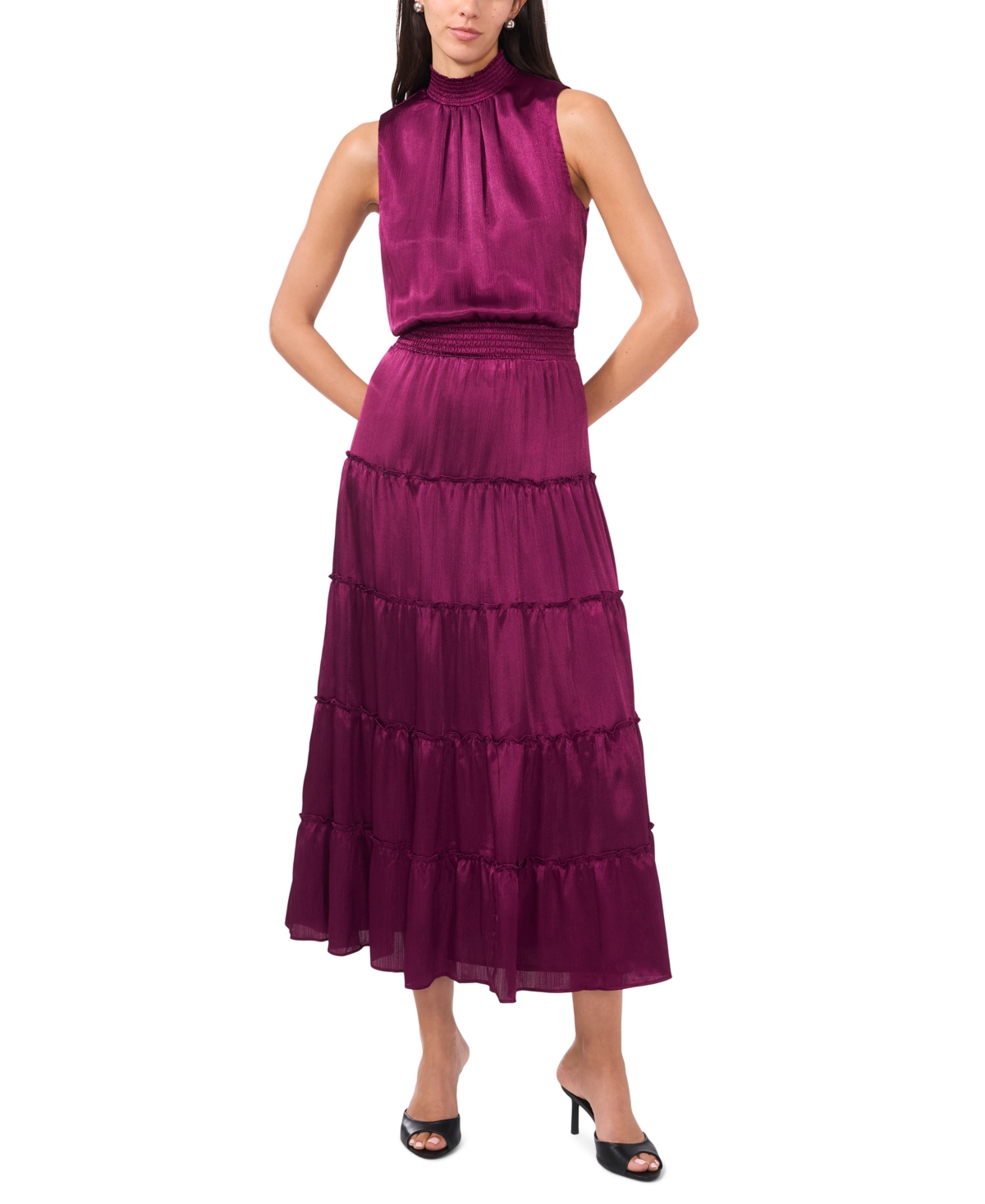 Click here for Msk Womens High Neck Tiered Smocked Waist Maxi Dre... prices