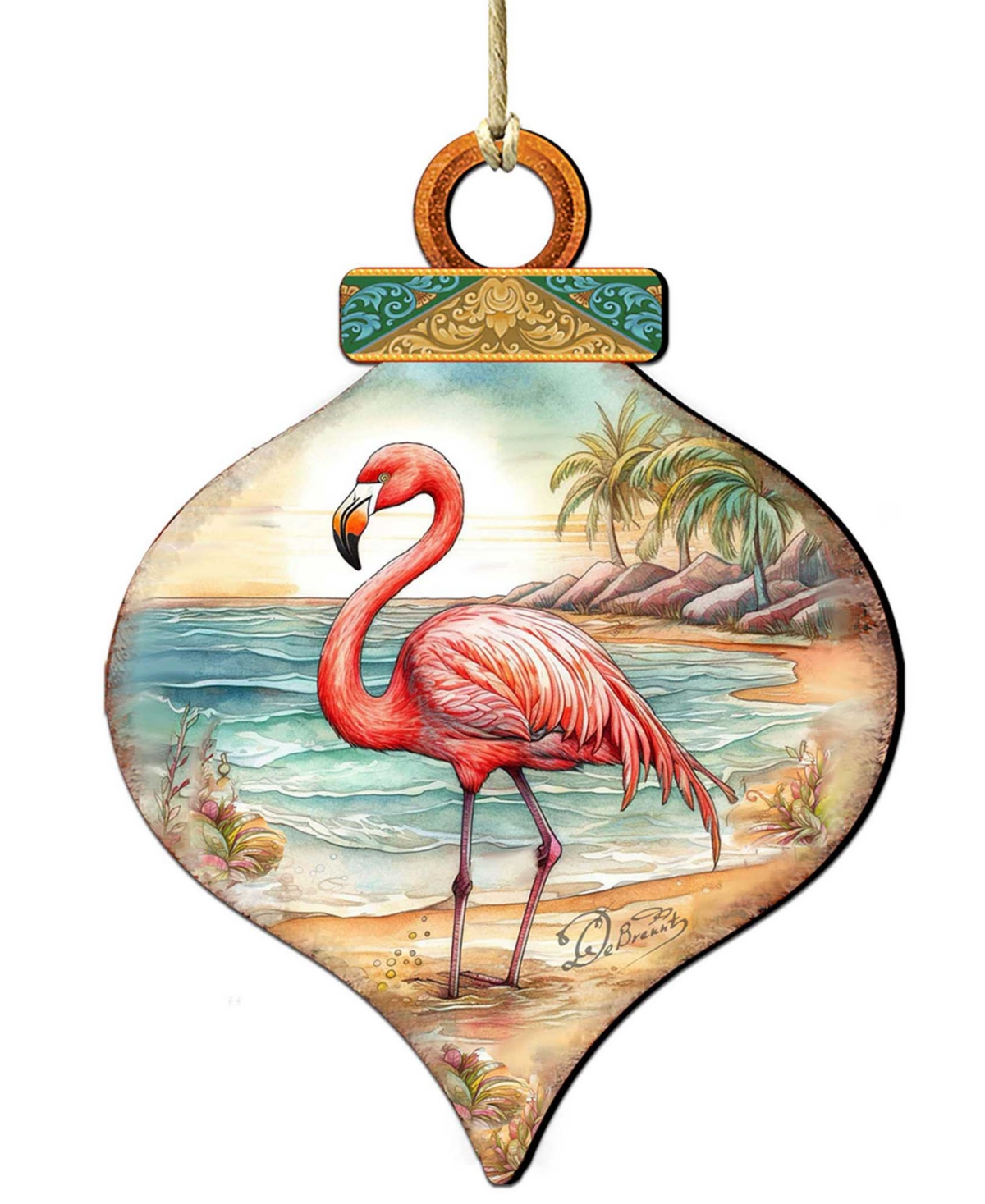 Click here for Designocracy Flamingo Charm Christmas Wood Ornamen... prices