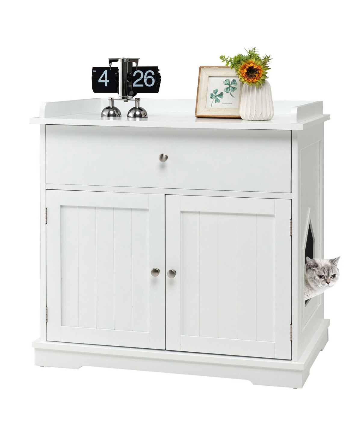 Click here for Gymax Wooden Cat Litter Box Enclosure w/ Drawer Si... prices