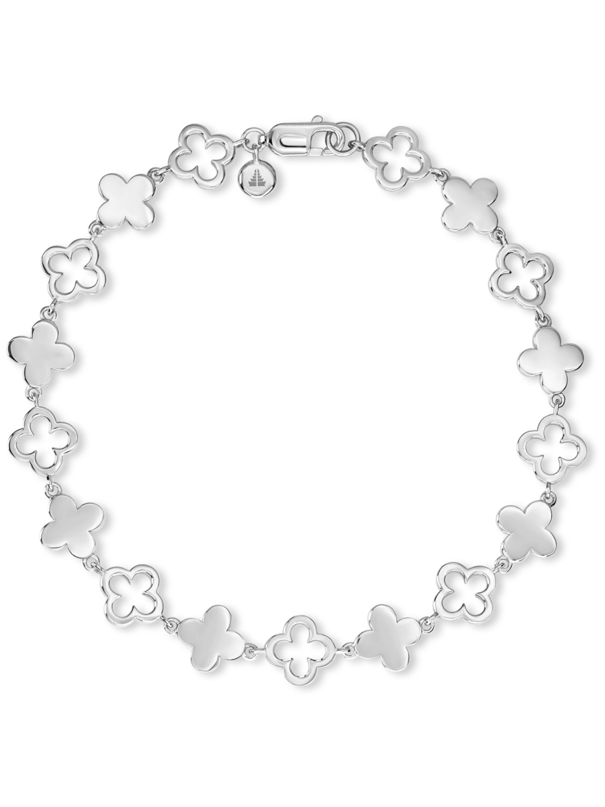 Click here for Devata Clover Chain Bracelet in Rhodium Plated Ste... prices