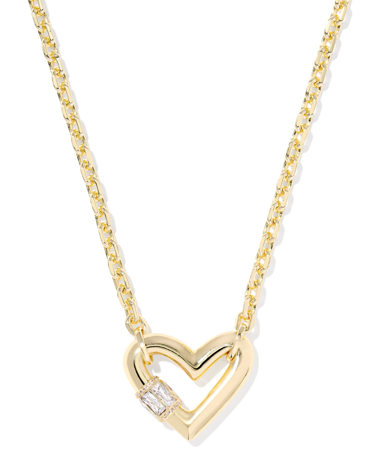 Kendra Scott Cubic Zirconia 14K Gold Plated Over Brass Emery Heart Pendant Necklace - Gold White Cz