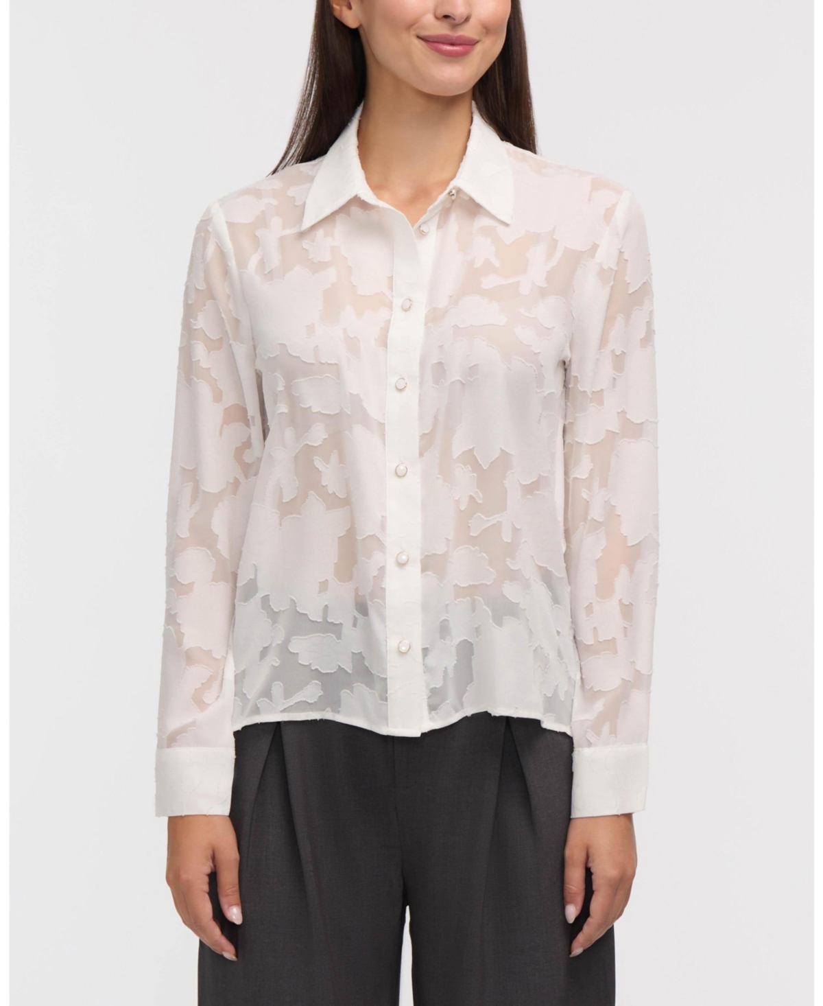 Click here for Ellen Tracy Womens Burnout Floral Blouse - Marshma... prices