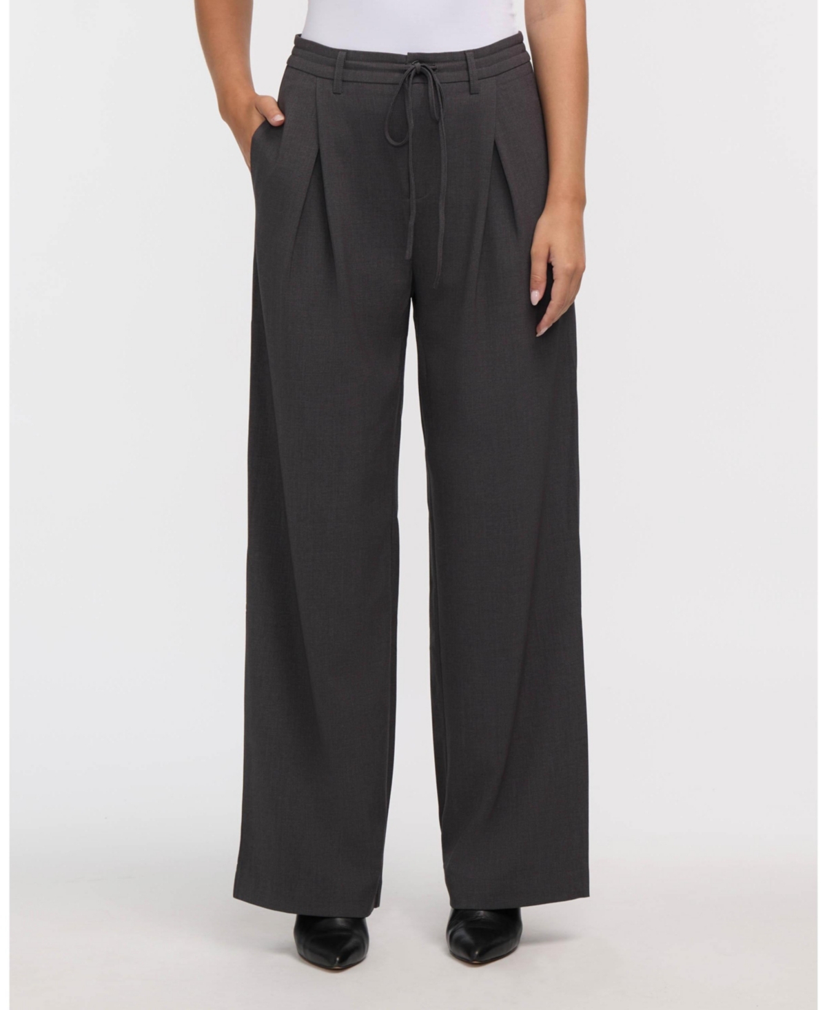 Click here for Ellen Tracy Womens Pleated Wide Leg Pant - Grey mi... prices