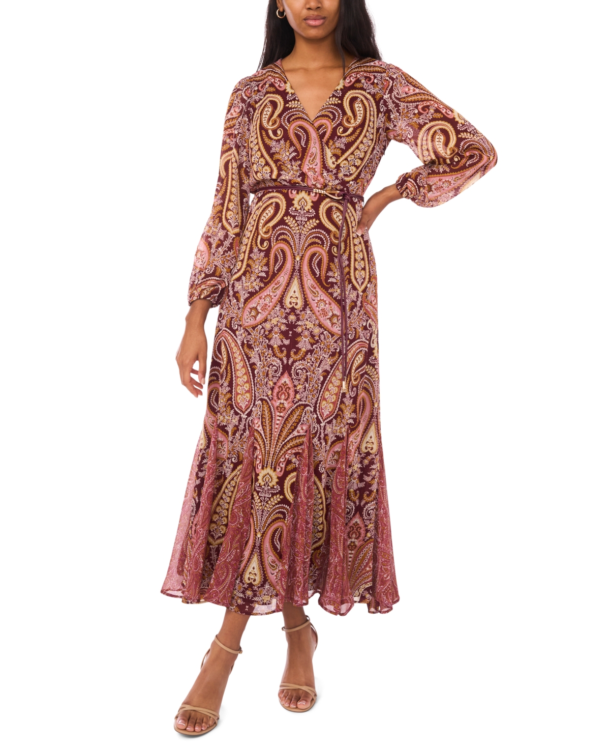 Click here for Msk Womens Long Sleeve Belted Maxi Dress - Zinfand... prices