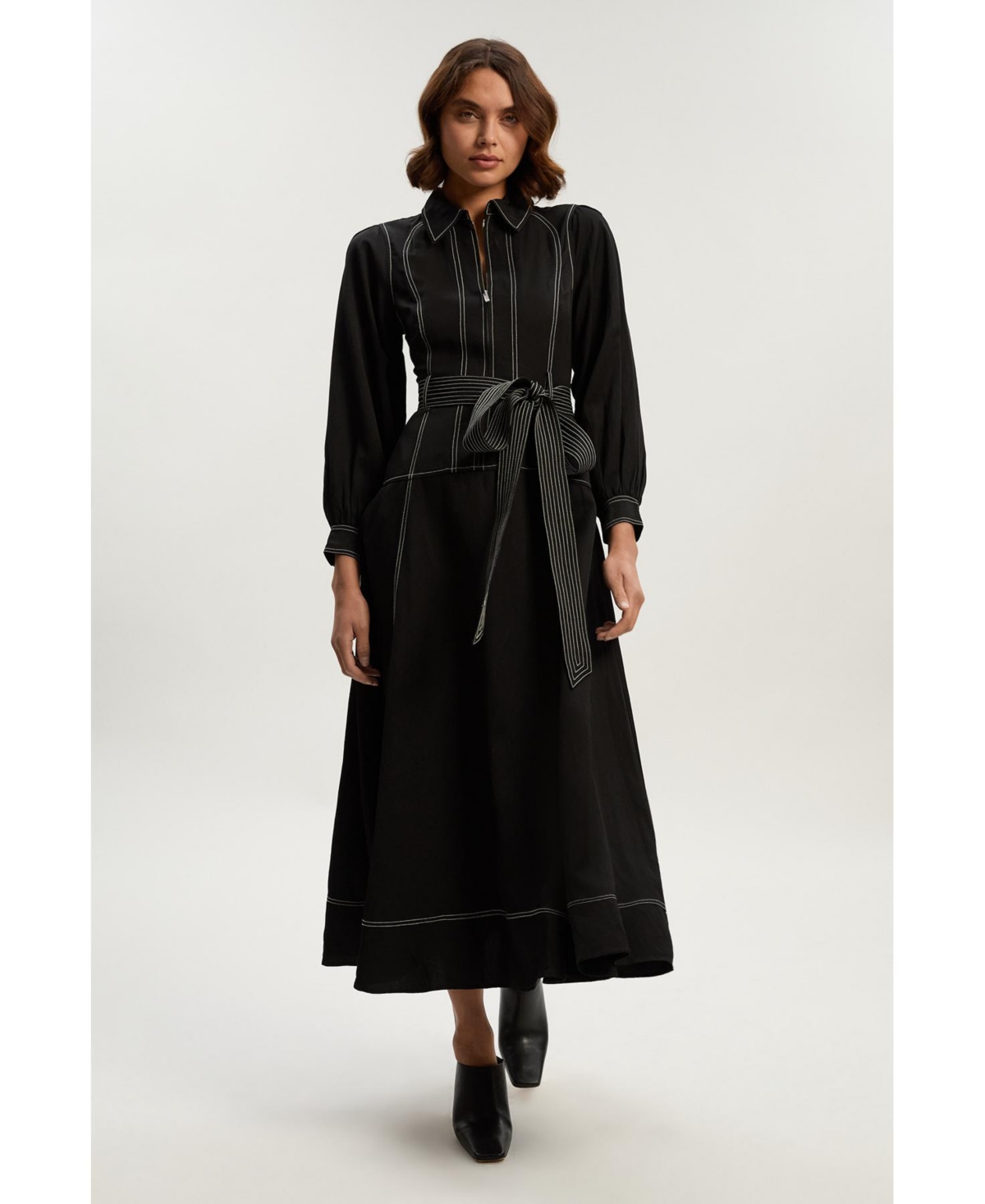 Click here for Karen Millen Womens Twill Maxi Dress - Black prices
