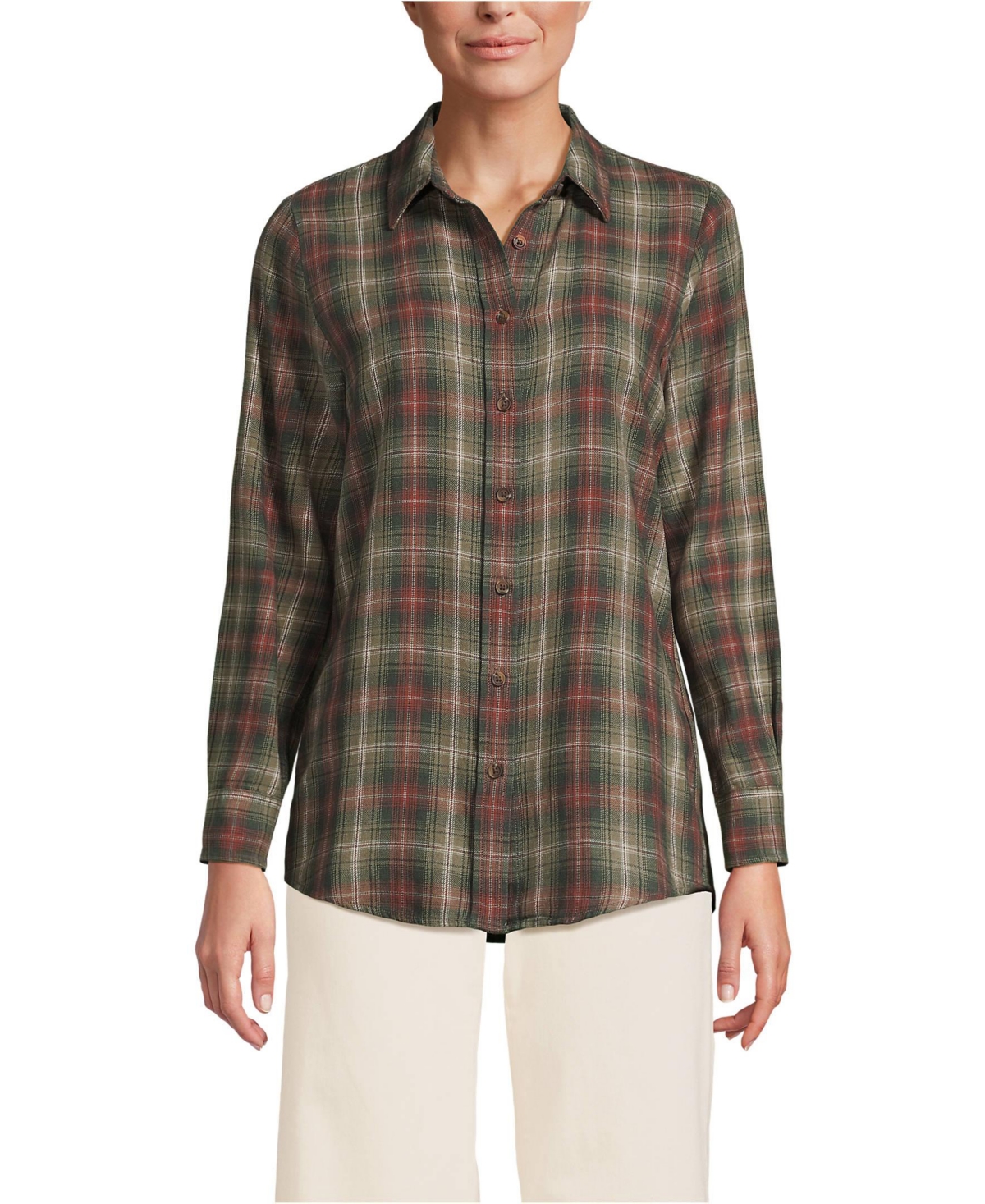 Click here for Lands End Womens Petite Flannel Boyfriend Fit Long... prices