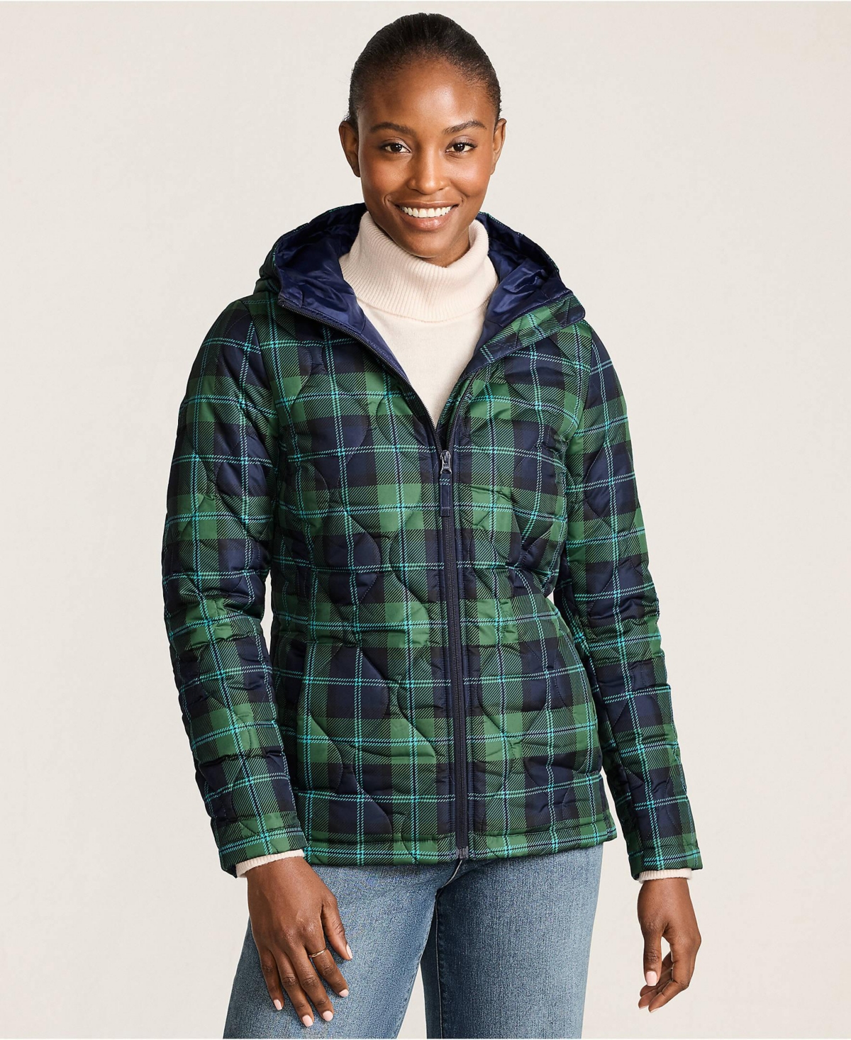 Click here for Lands End Womens Print FeatherFree Quilted Insulat... prices