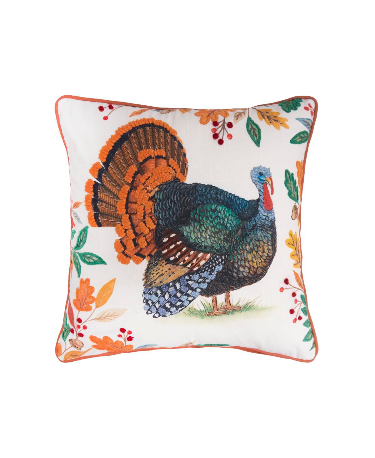 Click here for Thanksgiving Turkey Cotton Blend Accent Throw Pill... prices
