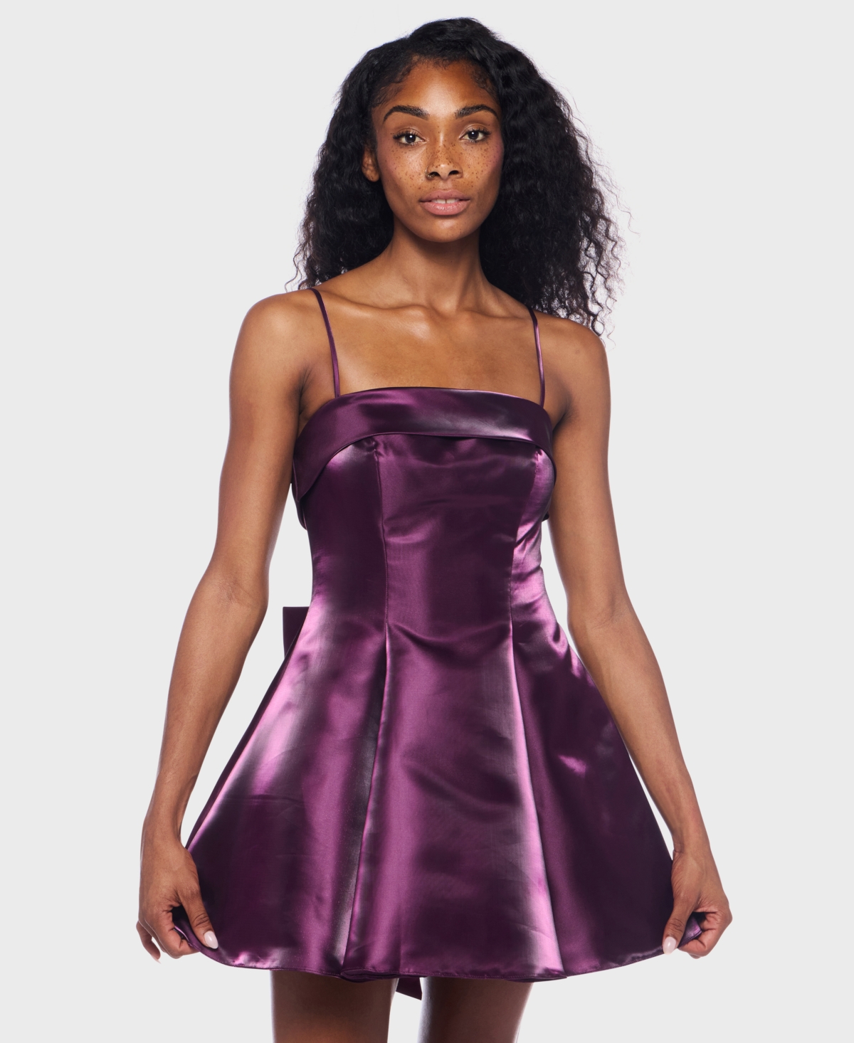 Click here for Alex & Sophia Juniors Square Neck Short Dress - Pl... prices