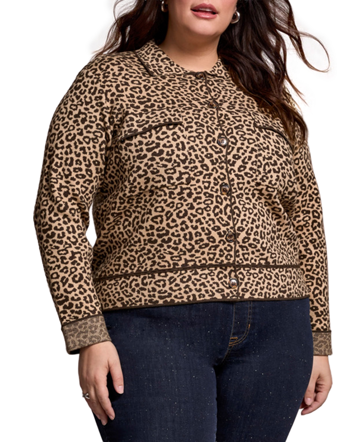 Click here for Tribal Plus Size Double Knit Long-Sleeve Cardigan... prices