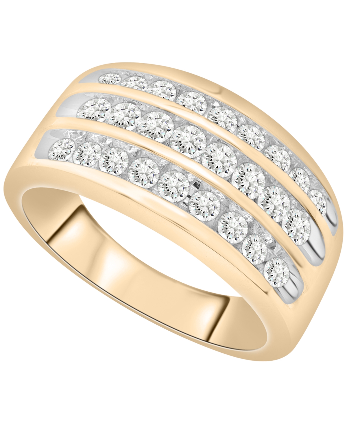 Click here for Macys Mens Diamond (1 ct. t.w.) Multi-Row Band Rin... prices