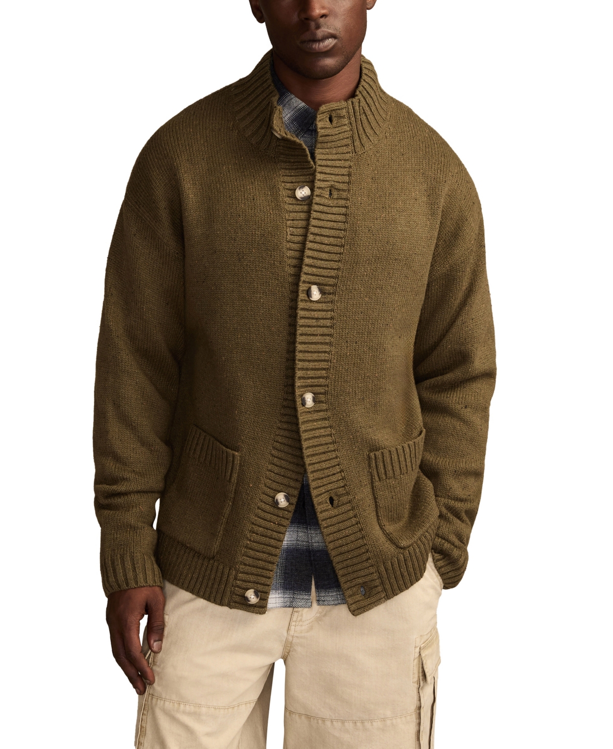 Click here for Lucky Brand Mens Button Down Mock Neck Cardigan -... prices