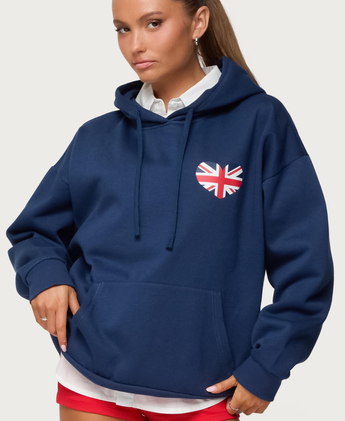 Click here for Edikted Womens Love London Oversized Hoodie - Navy prices