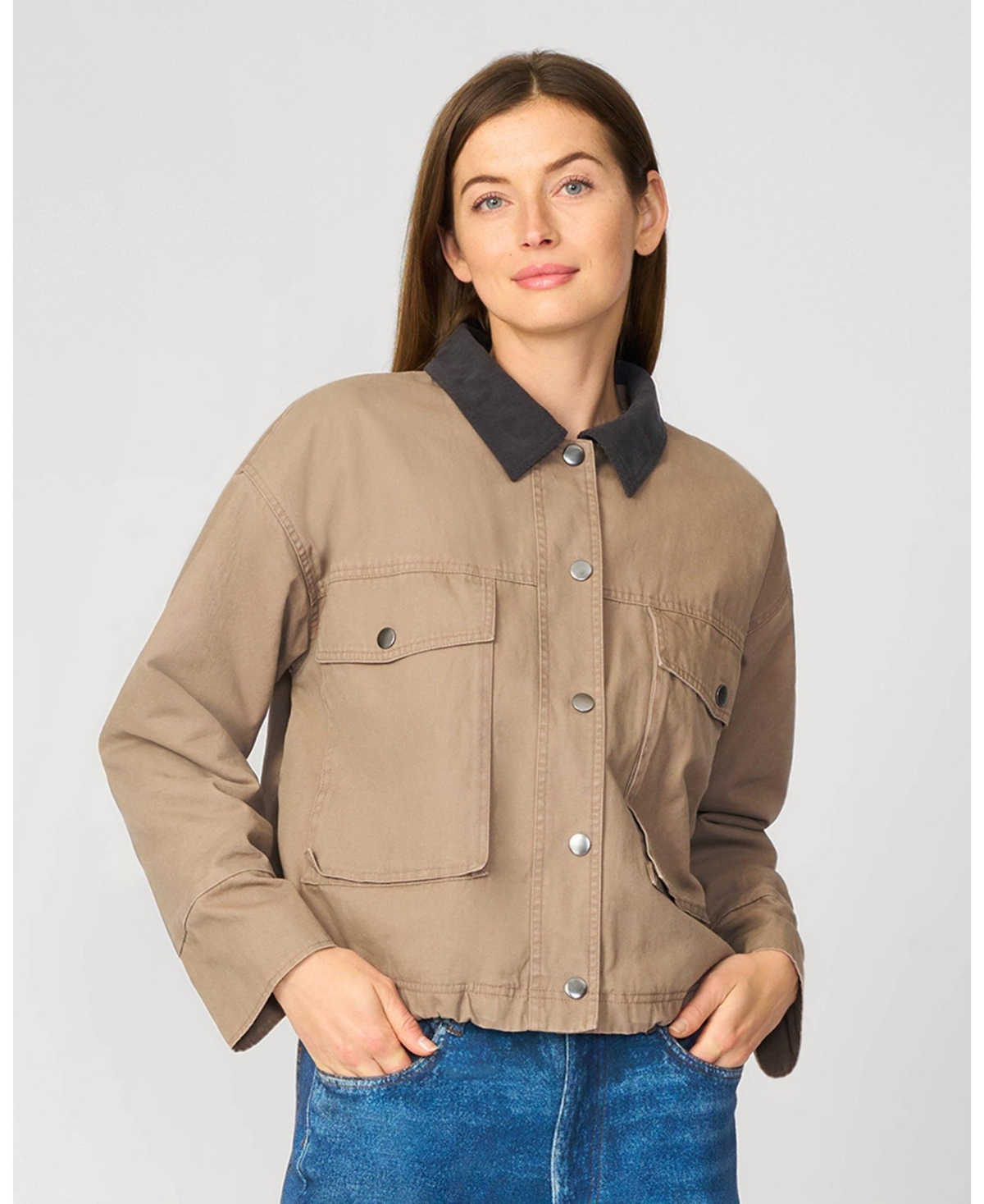 Click here for Cable & Gauge Womens Relaxed Cropped Barn Jacket -... prices